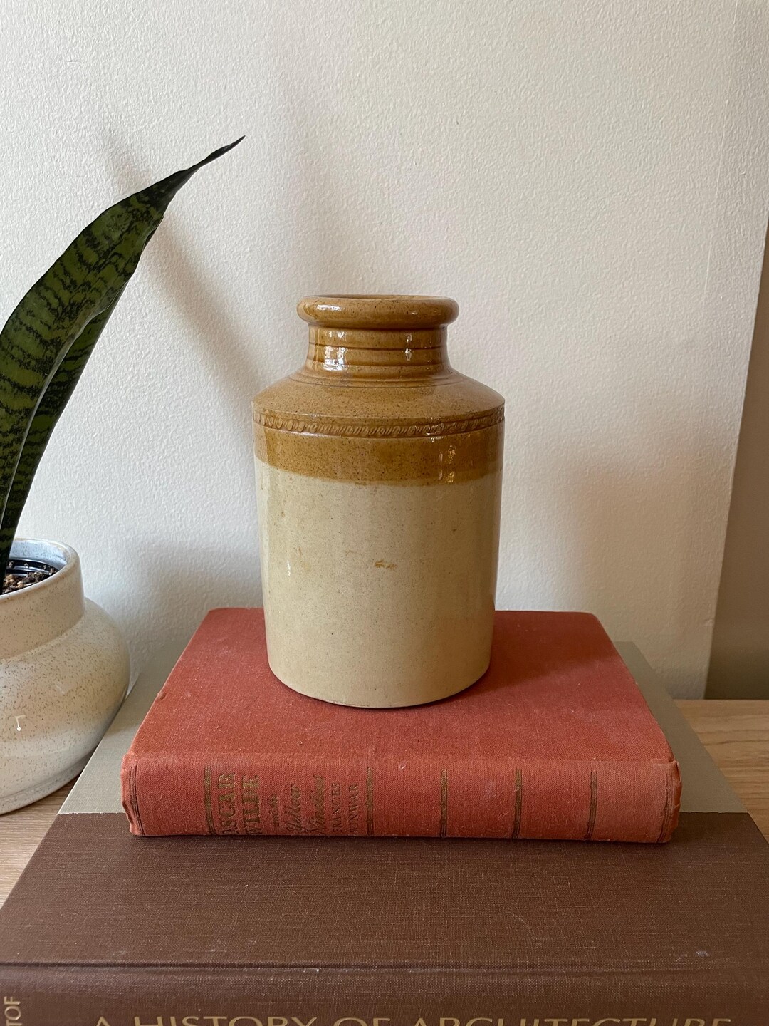 Vintage Two-tone Stoneware Crock, Small Pottery Crock Early 1900’s ...
