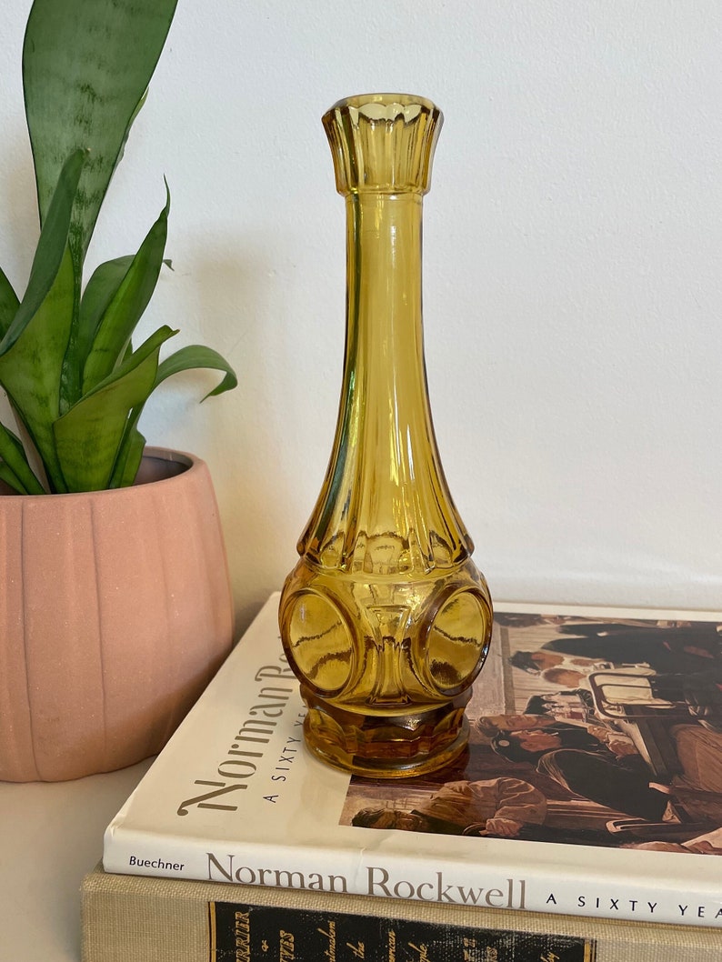 Vintage Amber Glass Bud Vase, 9 Wheaton Glass Bullseye Vase - Etsy