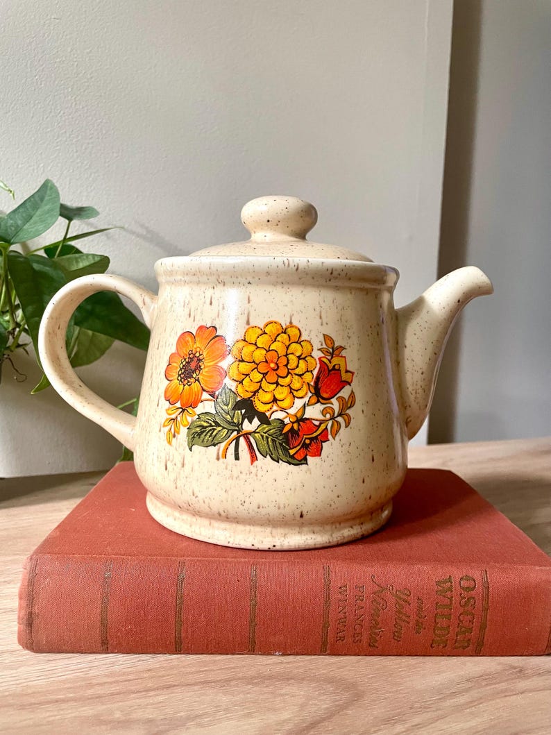 Vintage 70s Sadler England Teapot, Stoneware Teapot With Retro Yellow ...