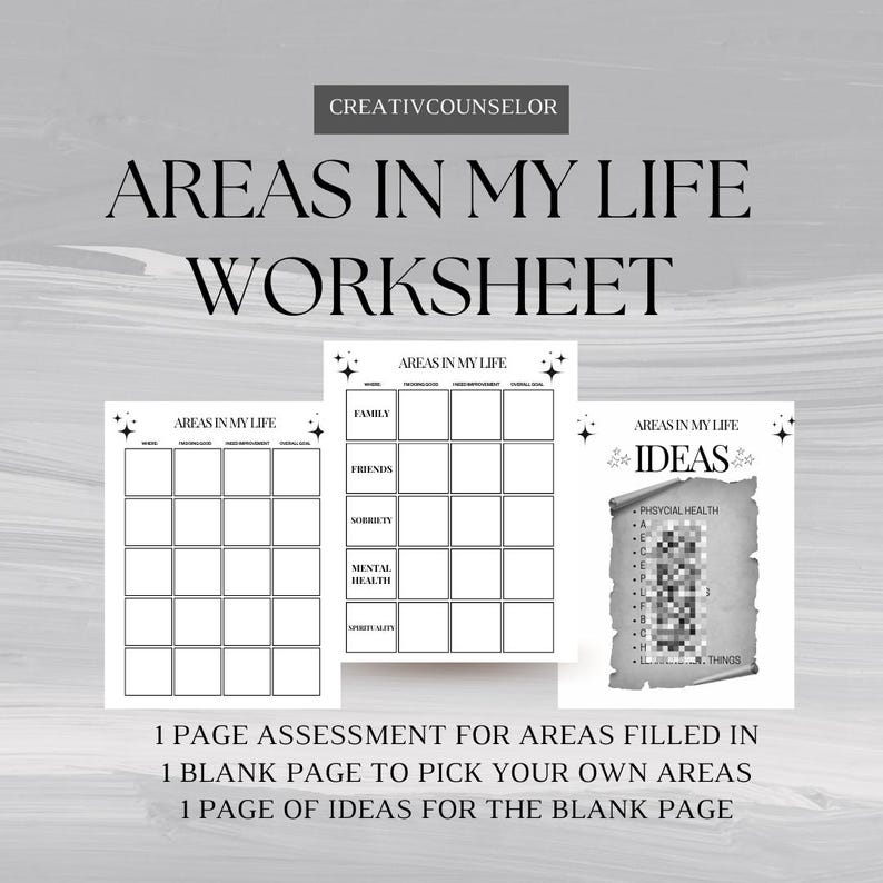 Goals, Areas in Life, Goal Setting, Dig Deeper, Worksheets, Counseling ...