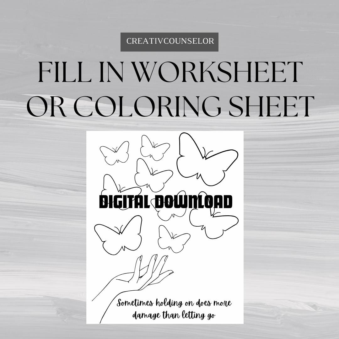 Letting Go Worksheet/coloring Sheet, Trauma, Coloring, Damage ...