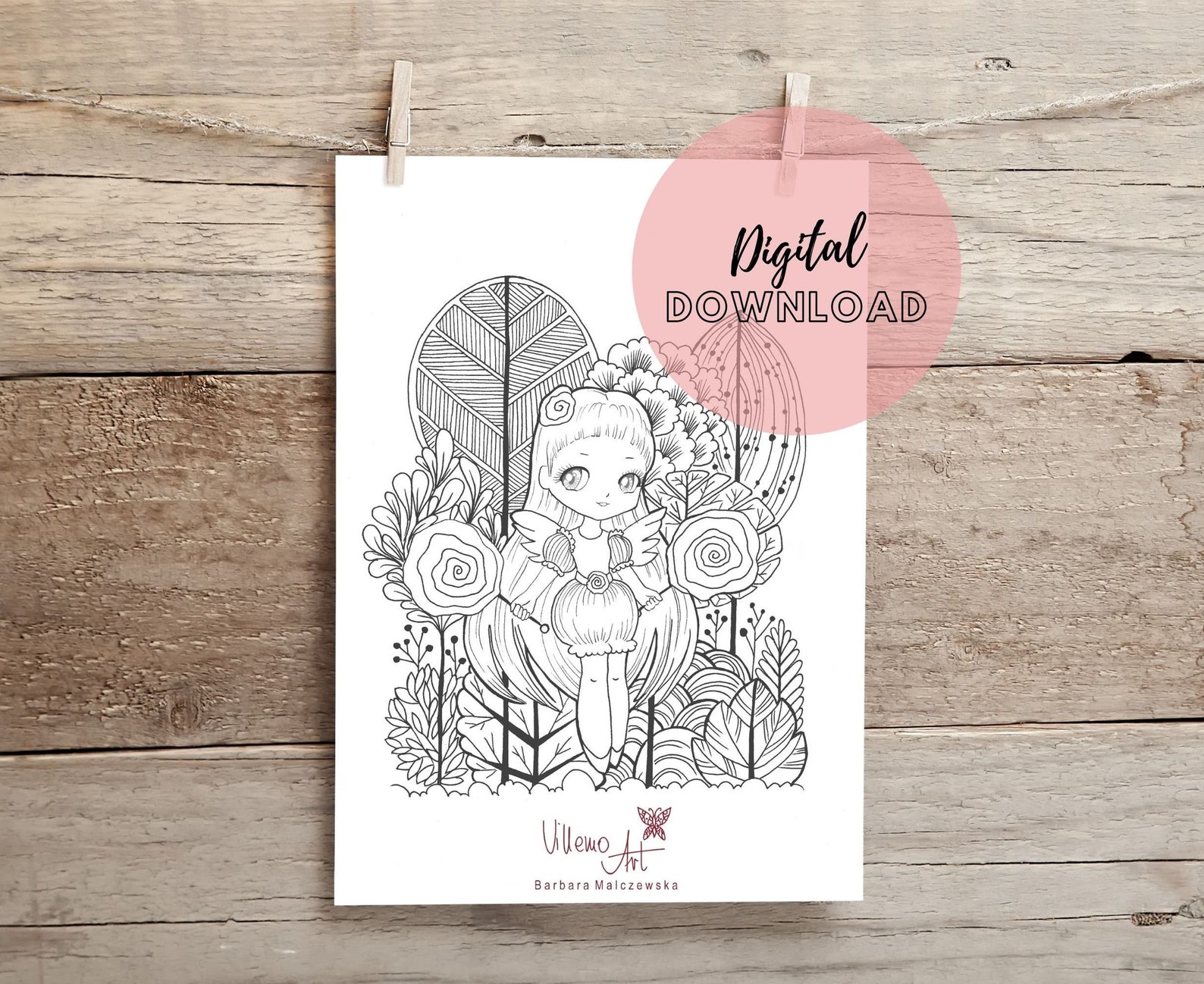 Printable Coloring Page Manga Style Art Digital Painting Instant ...