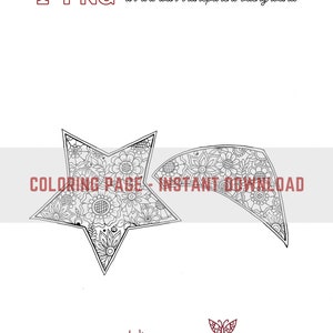 Printable Coloring Page Blue Star Digital Stamp Instant | Etsy
