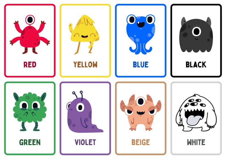 Color Learning Flashcards, PRINTABLE FILE - Etsy