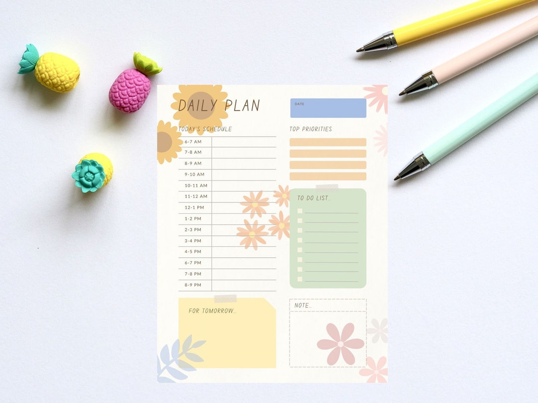 KIDS DAILY PLANNER Printable Flowers and Planets| to Do List ...