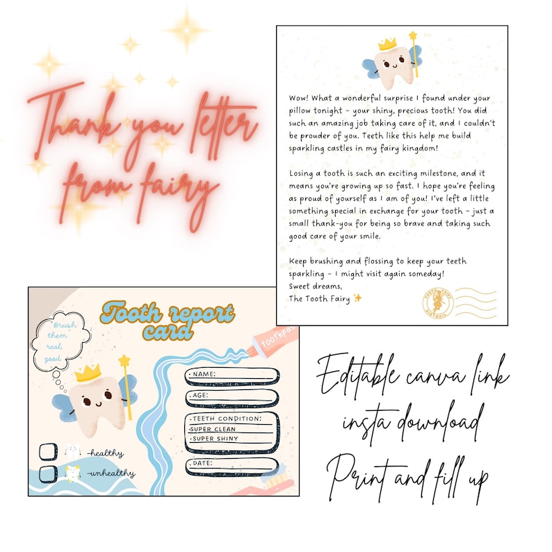 INSTANT EDITABLE Tooth Fairy Report Printable| First Tooth Lost ...