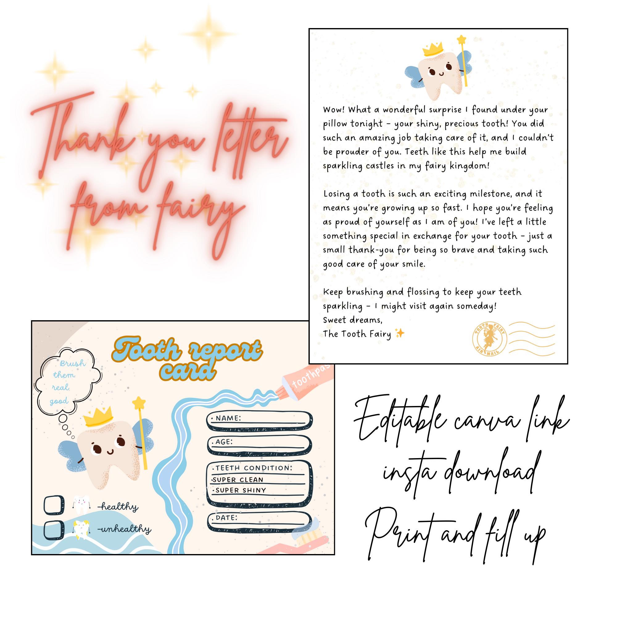 INSTANT EDITABLE Tooth Fairy Report Printable| First Tooth Lost ...