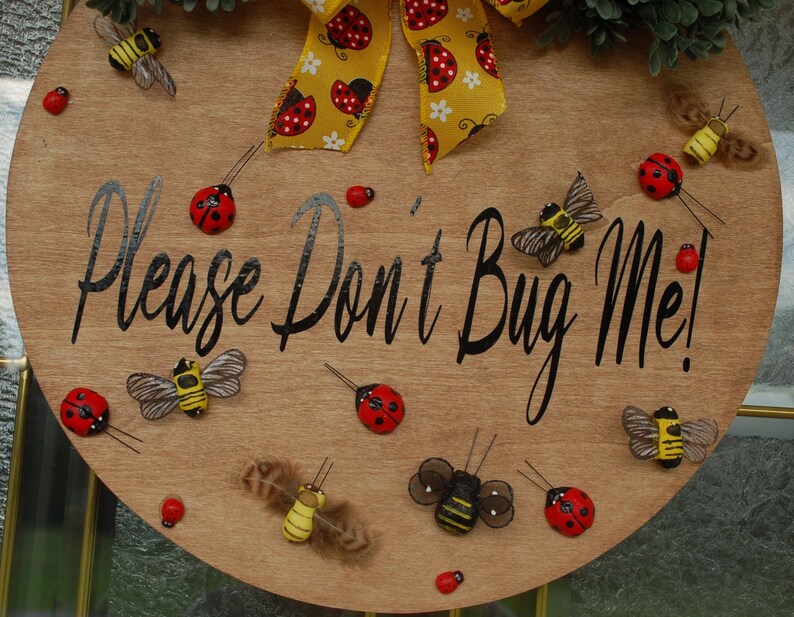 Whimsical Ladybug and Bumblebee Front Door Wreath With Colorful Ribbon ...
