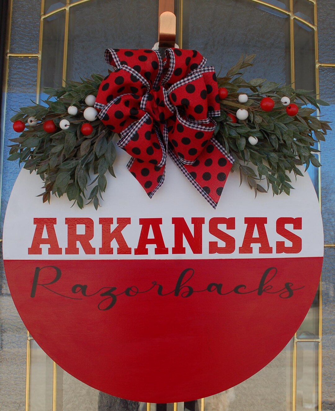 Arkansas Razorbacks Farmhouse Wreath: Handcrafted Front Door Decor With ...