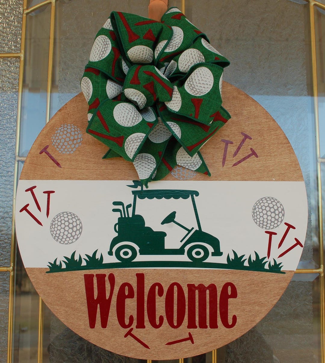Golfer's Welcome Sign: Colorful Door Decor With Ribbon for Enthusiasts ...