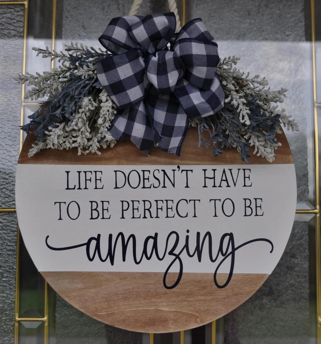 Handmade Dark Blue Wreath With Inspirational Quote - Etsy
