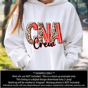 CNA Crew Sublimation Design, Printable Png, DTF Digital Download, Split Leopard Red Letters ...