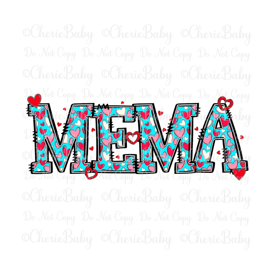 Mema Sublimation Design, Printable Png, Digital Download, Hearts & Blue ...