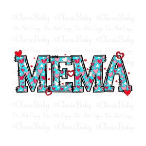 Mema Sublimation Design, Printable Png, Digital Download, Hearts & Blue ...