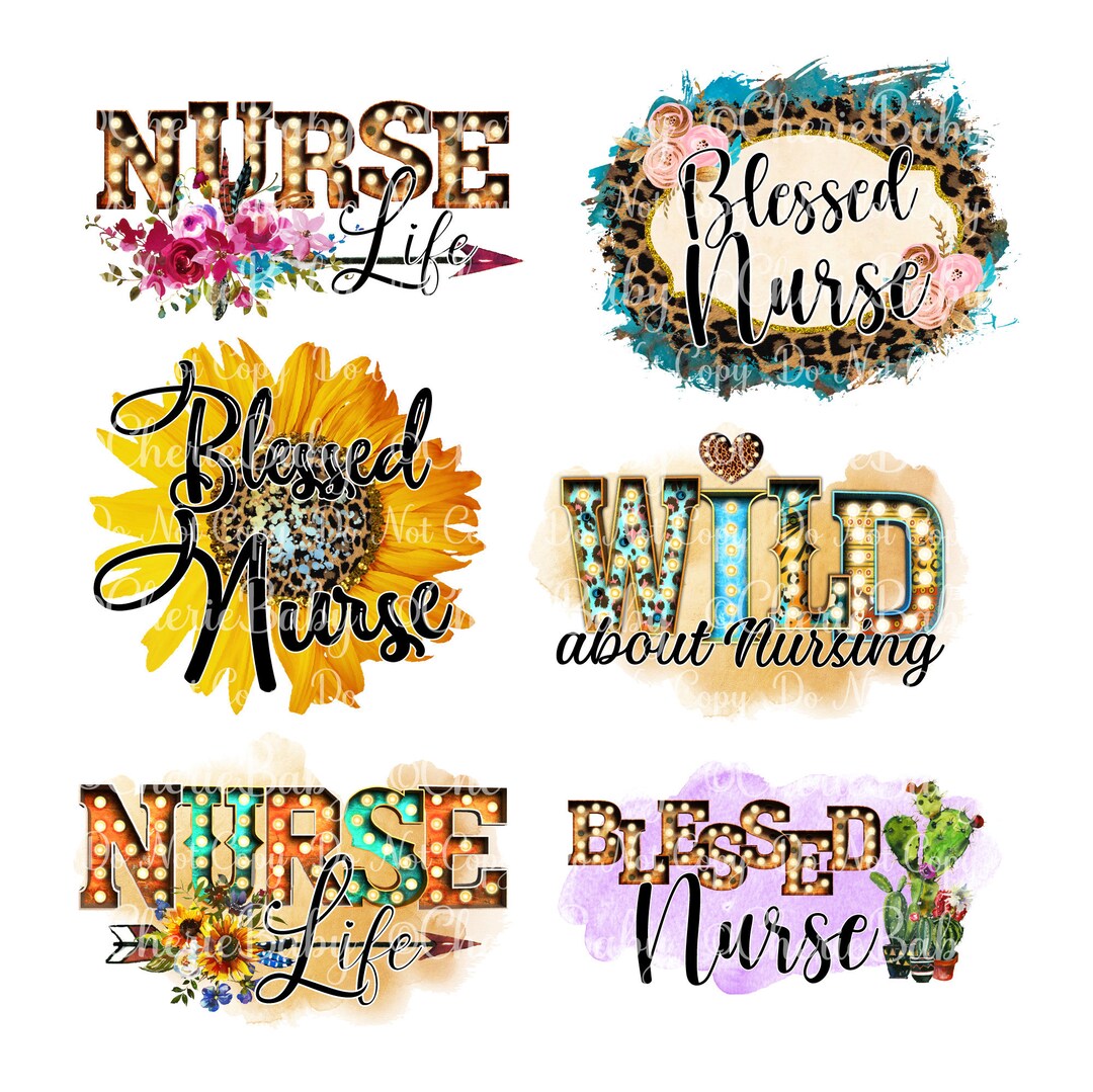 BUNDLE Nurse Sublimation Designs, 6 Nursing Designs, Printable Pngs ...