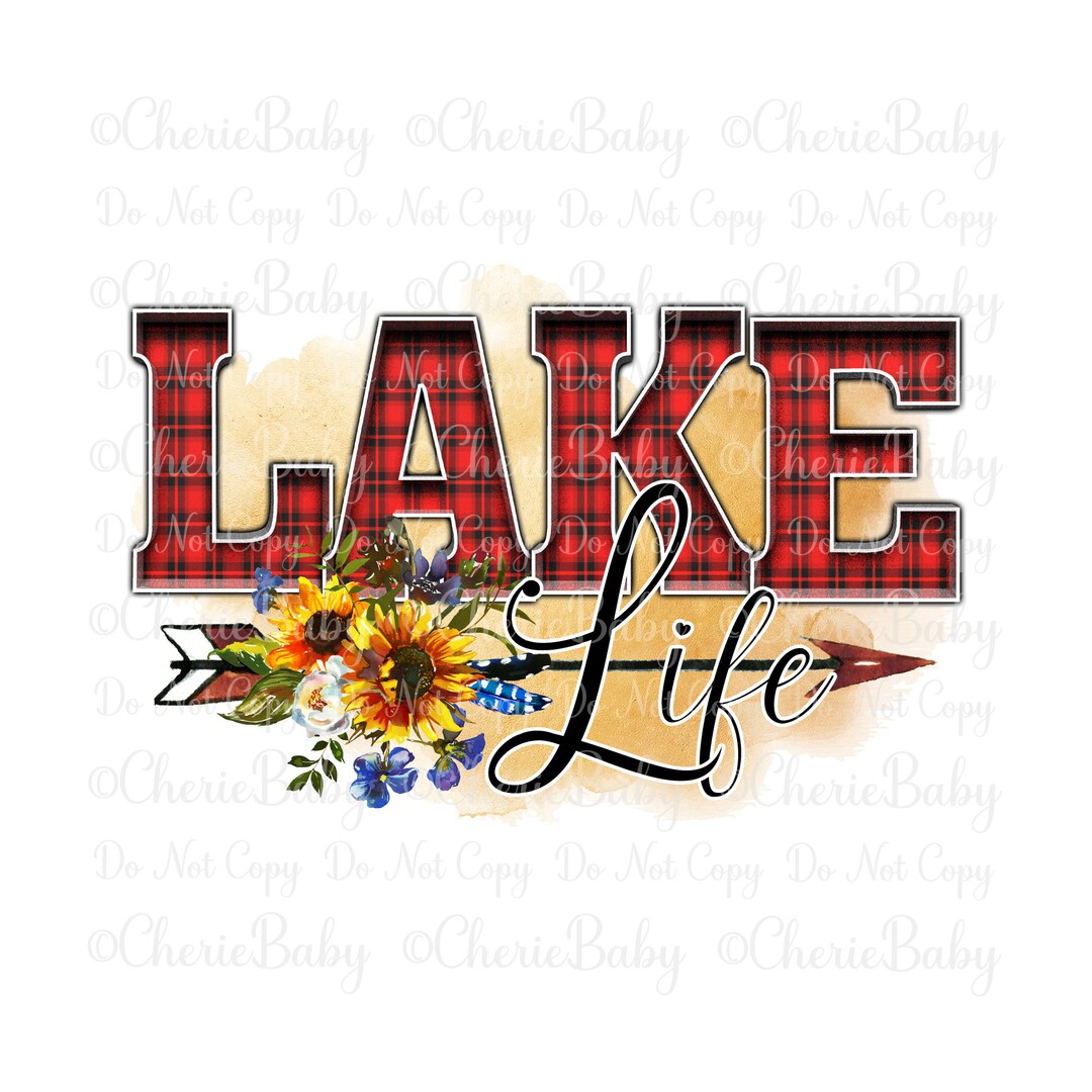 LAKE Life Sublimation Design, Printable Png, Digital Download, Plaid ...