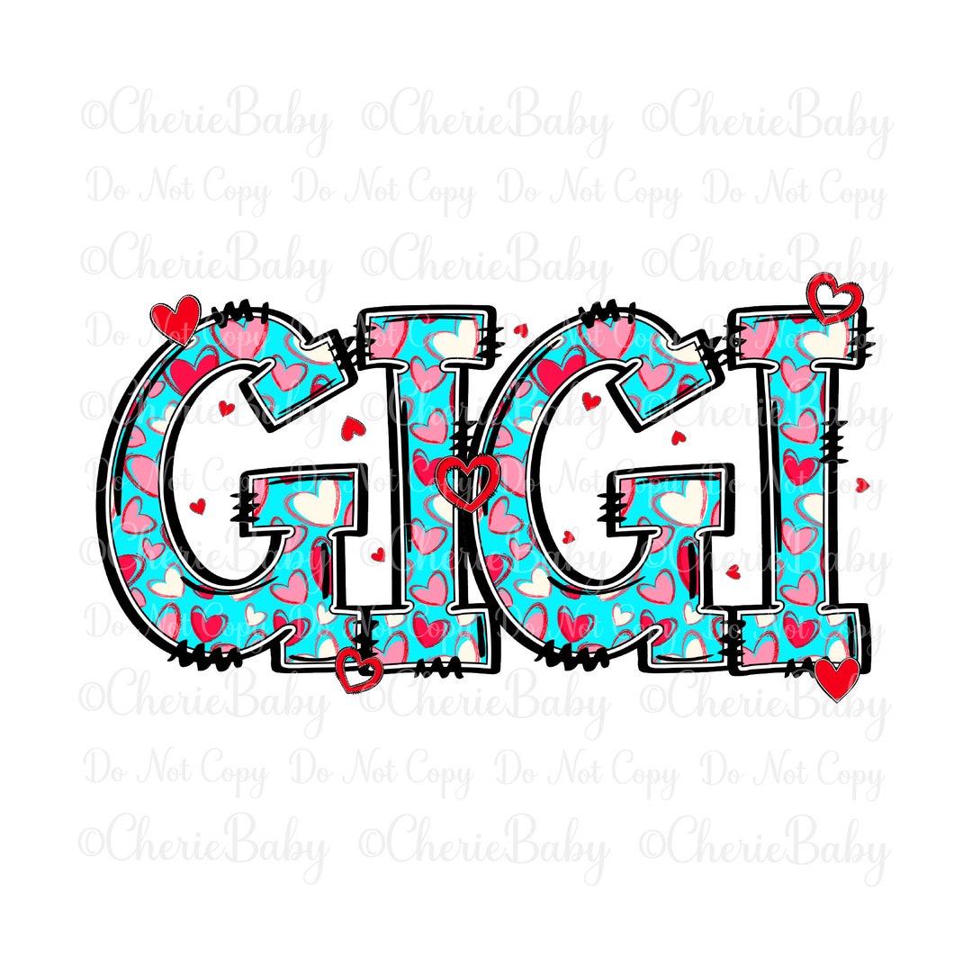 Gigi Sublimation Design, Printable Png, Digital Download, Hearts & Blue ...
