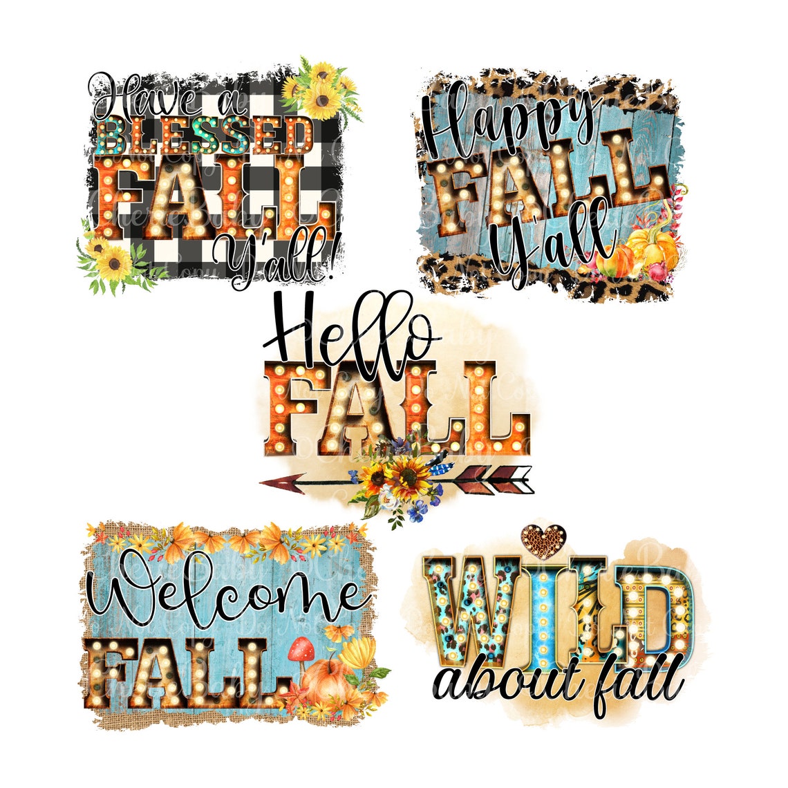 Fall Sublimation Design Bundle 5 Digital Downloads Five - Etsy