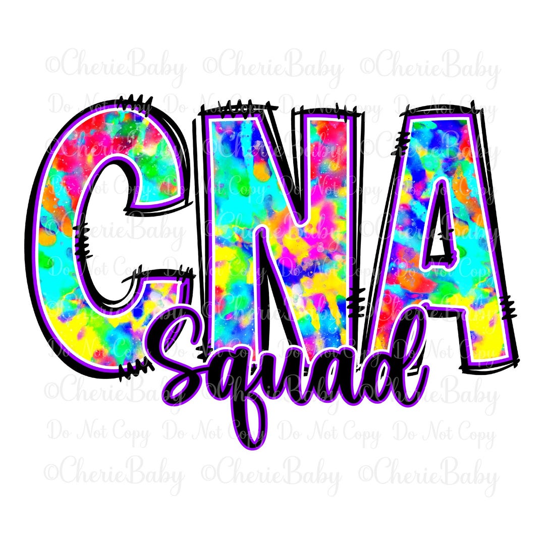 CNA Squad Sublimation Design: Colorful Nursing Assistant PNG (digital ...
