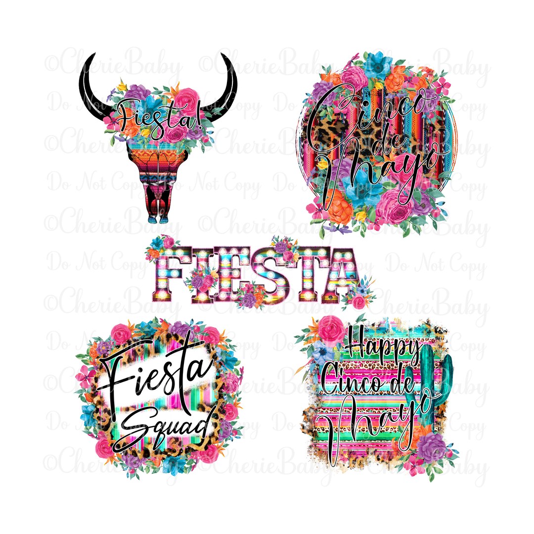 Fiesta Design Bundle, 5 Cinco De Mayo Sublimation Designs, Printable ...