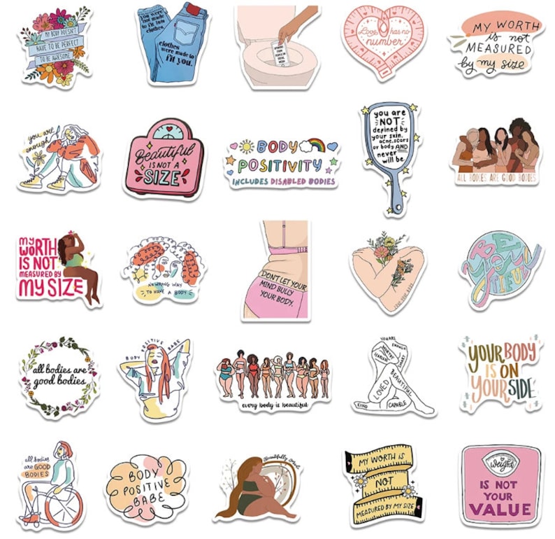 10-50 Sticker Set Body Positivity No Repeats Vinyl Decal Pack ...