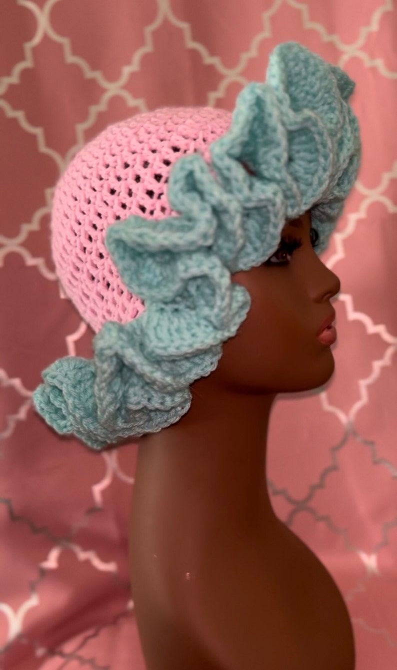 Extreme Ruffled Brim Two Colored Crochet Hat - Etsy