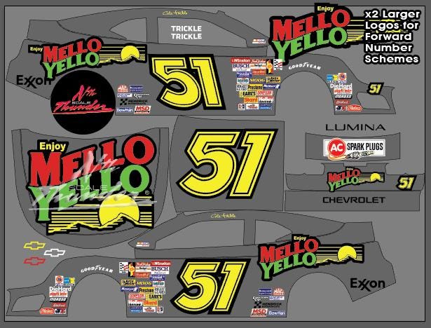 Losi 1:12 DECALS Days of Thunder Cole Trickle Mello Yello #51 NASCAR ...