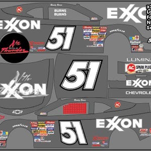 Days of Thunder Rowdy Burns #51 Exxon Chevy Vinyl Decals (1:12 Scale ...
