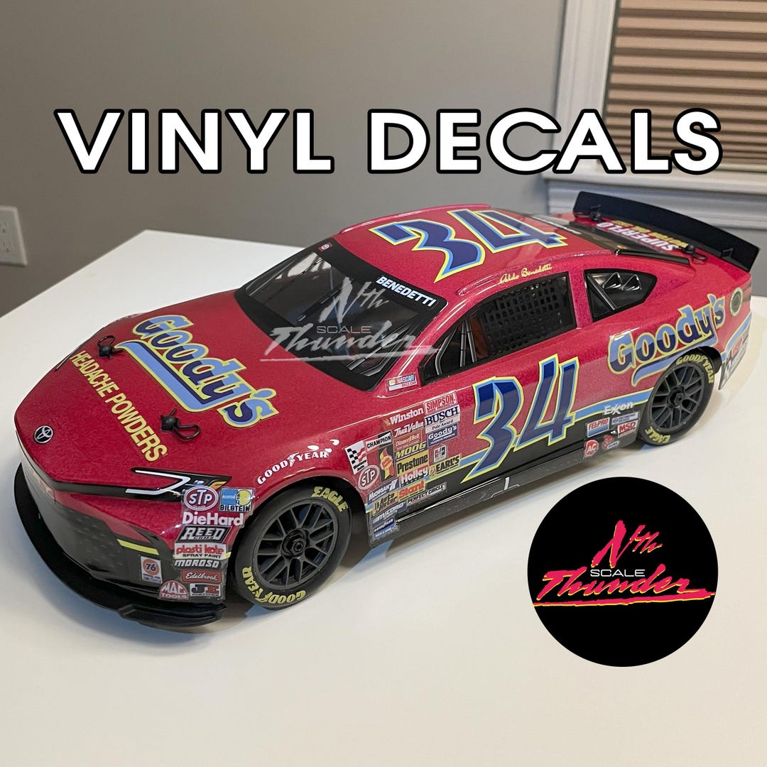 Losi 1:12 DECALS Days of Thunder Aldo Benedetti Goody's #34 NASCAR ...