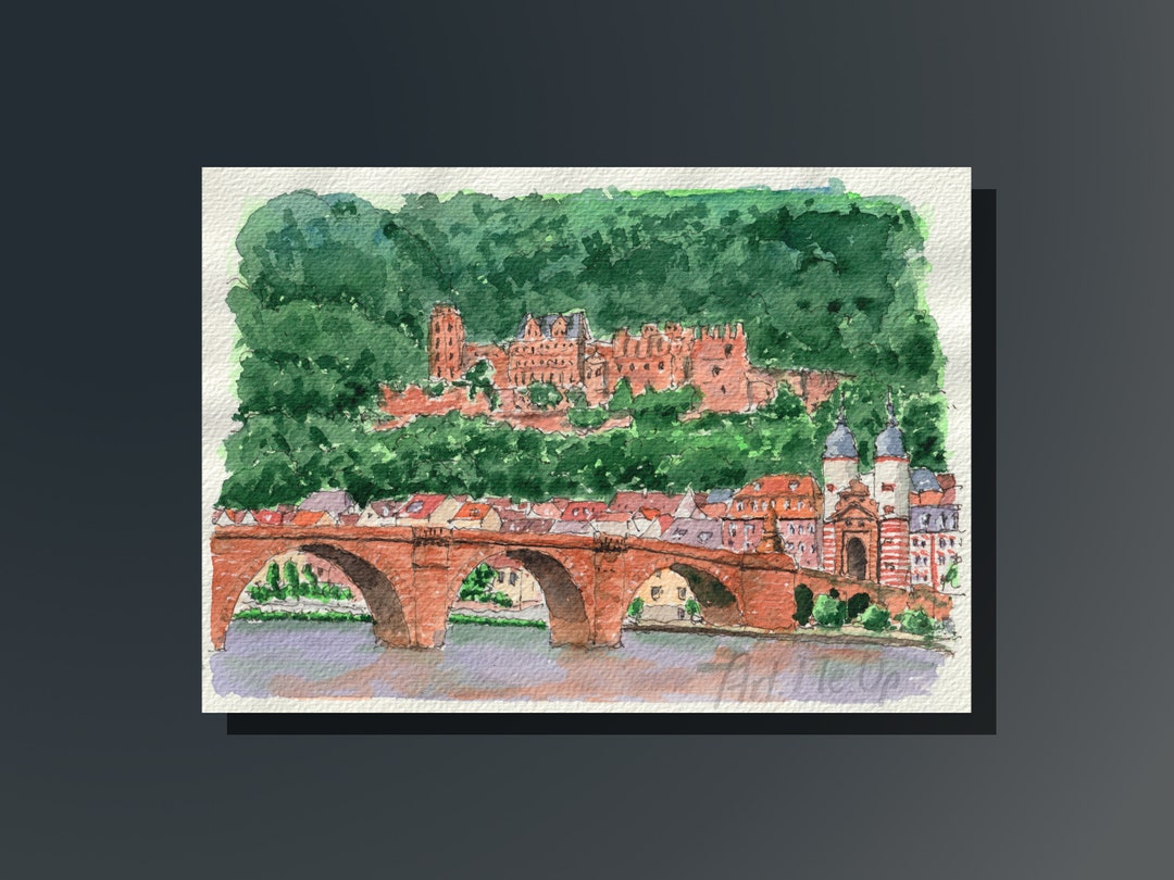 Heidelberg Printable Watercolor Sketch, Ideal as Wall Art, Desk Deko ...
