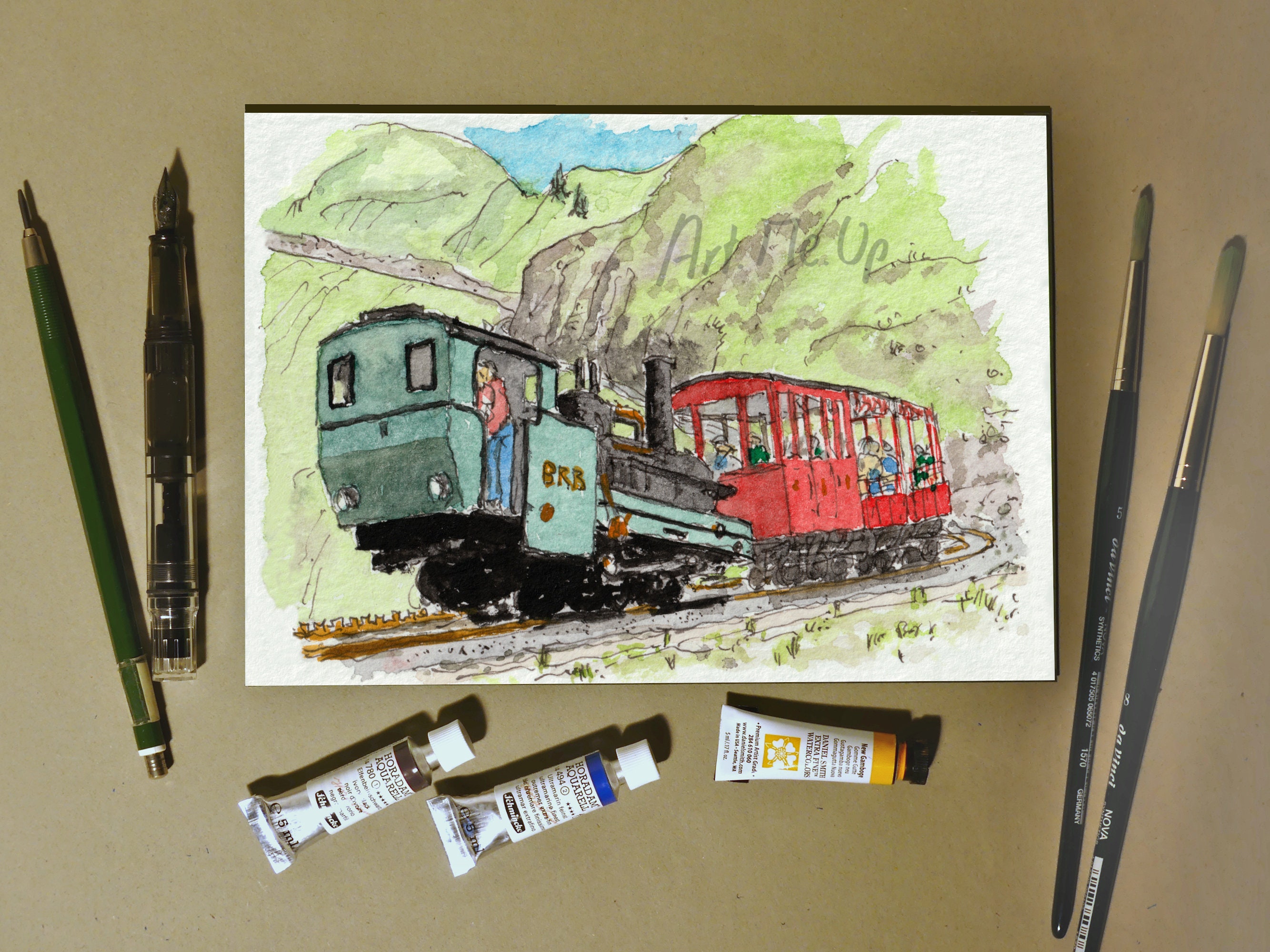 Snowdon Mountain Railway Printable Watercolor Sketch, Ideal as Wall Art ...