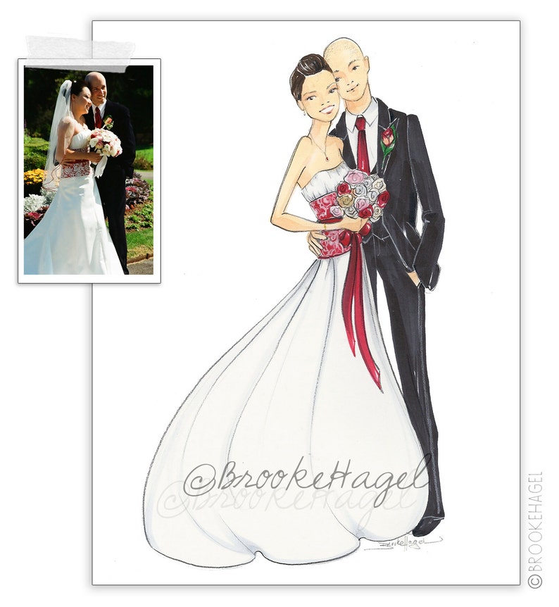 Custom Couple Fashion Illustration Wedding T Custom Fashion Sketch Custom Newlywed T 
