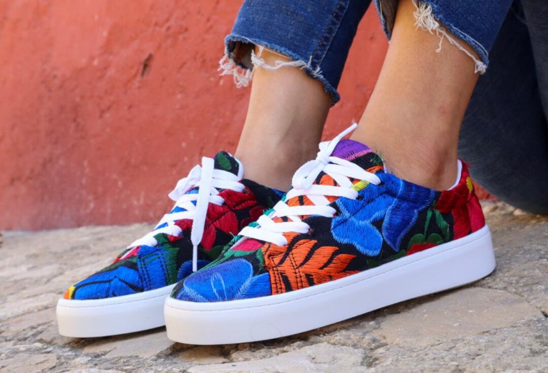 Embroidered Tennis Mexican Tennis Handmade Shoes Mexican Casual Shoes ...