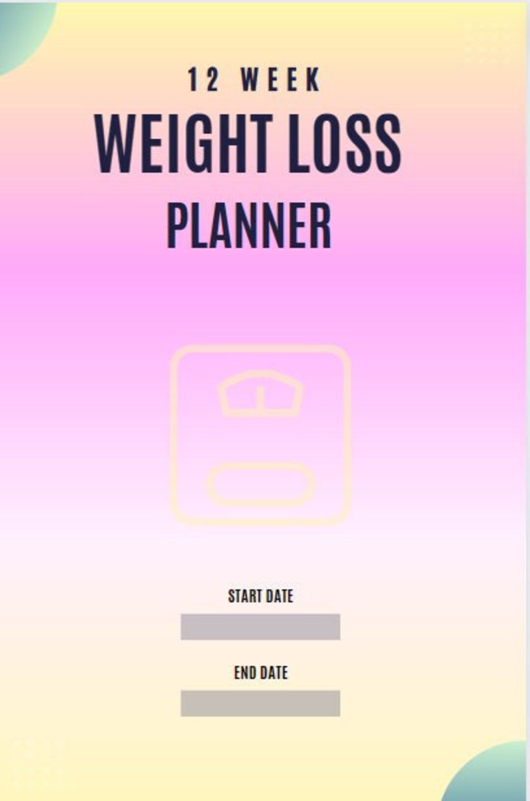 12 Week Weight Loss Planner - Etsy