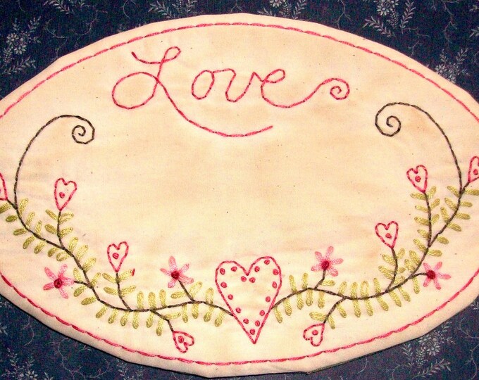 Primitive Stitchery Valentine Candle Mat Hearts - Etsy