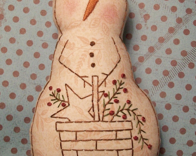 PATTERN for Primitive Stitchery Snowman Doll Basket of Greenery - Etsy