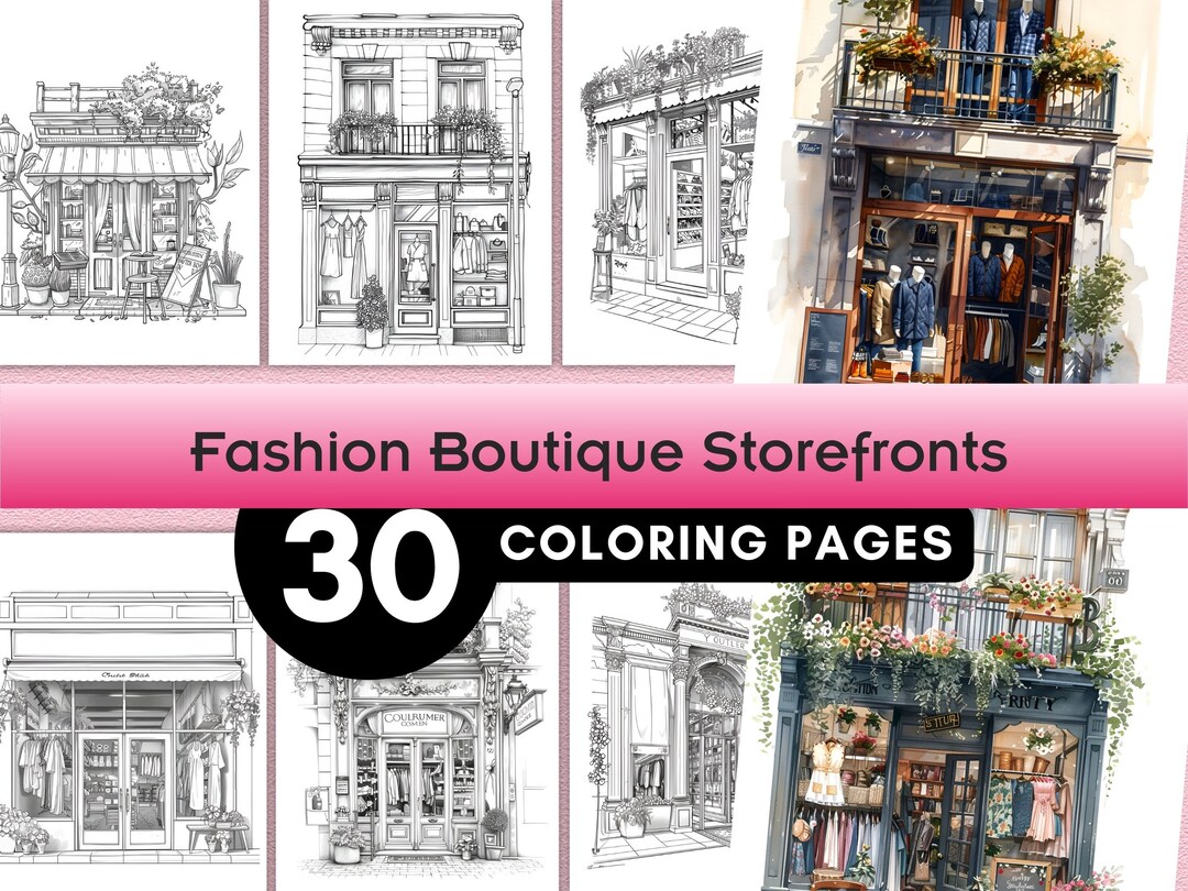 30 Fashion Storefront Coloring Pages for Adults Storefront Coloring ...