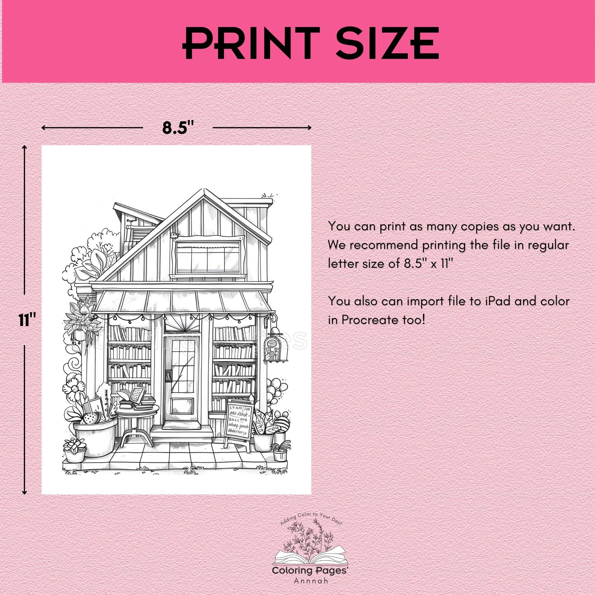 10 Bookstore Storefront Coloring Pages for Adults, Storefront Coloring ...