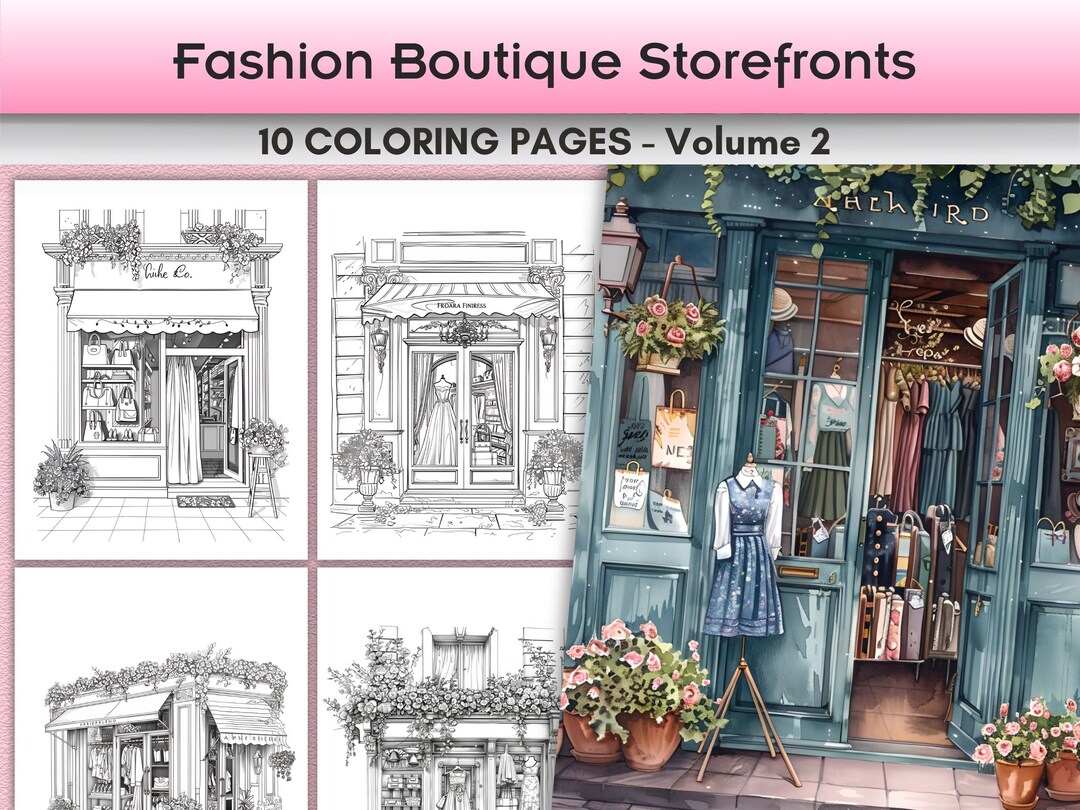 10 Fashion Storefront Coloring Pages for Adults Storefront Coloring ...