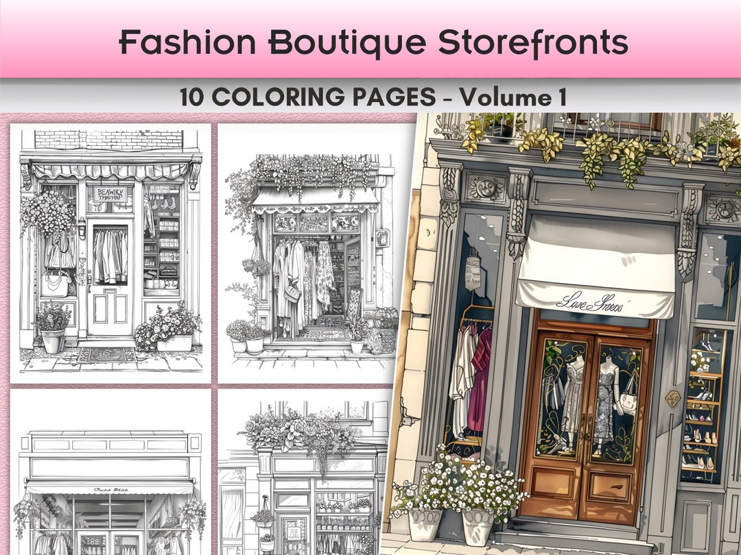 10 Fashion Storefront Coloring Pages for Adults Storefront Coloring ...