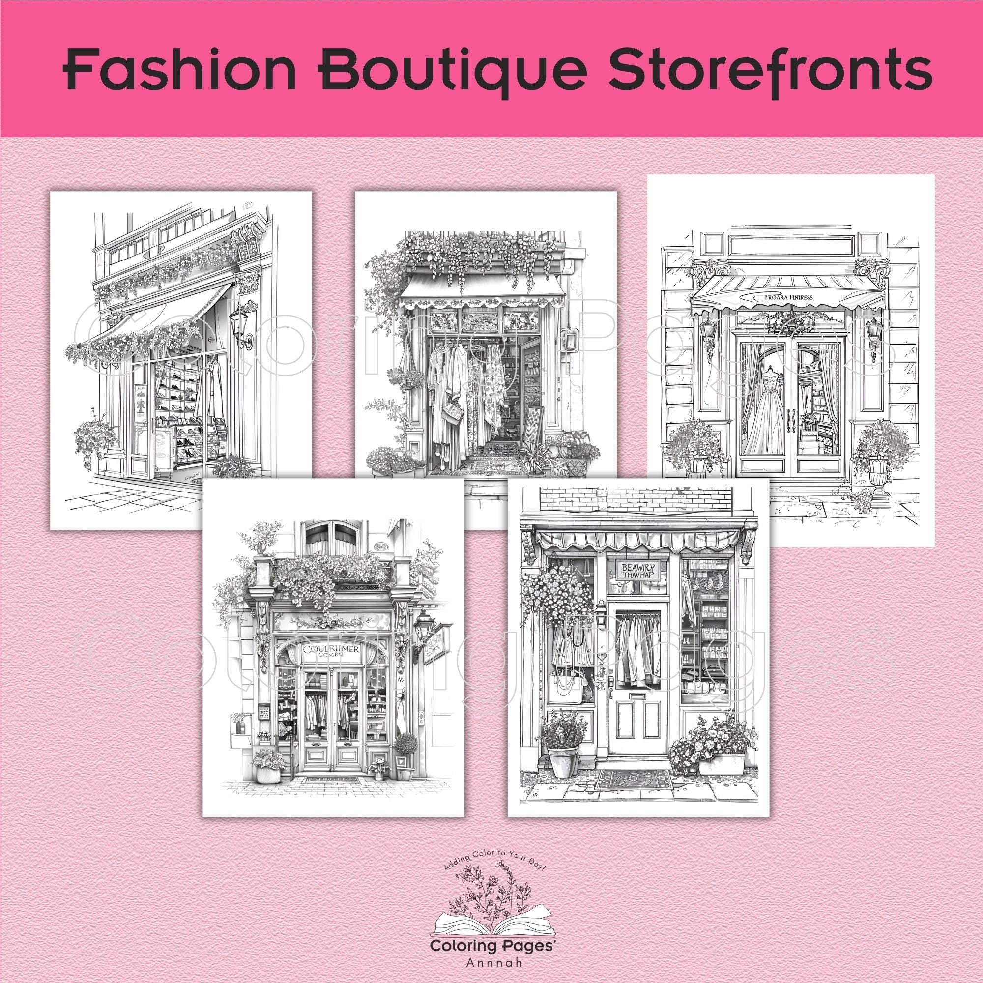 30 Fashion Storefront Coloring Pages for Adults Storefront Coloring ...