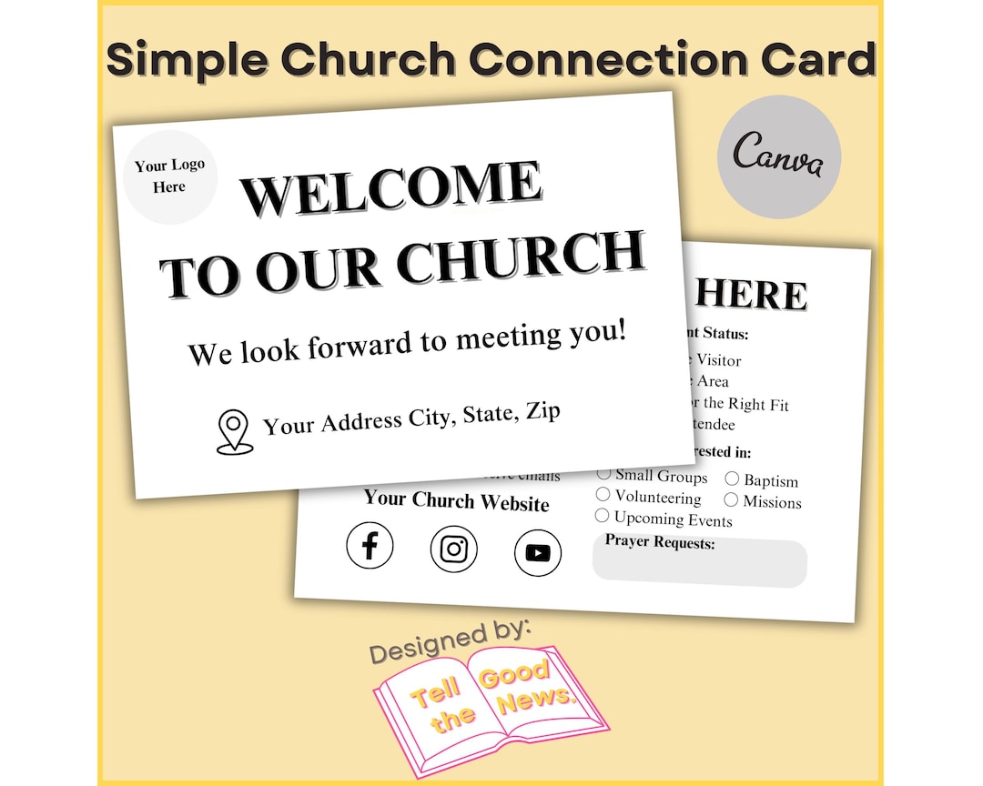 Simple Church Connection Card 6 in X 4 In. | Ministry Information ...
