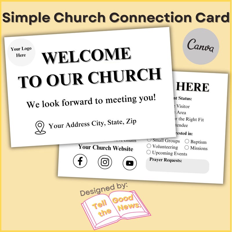 Church Visitor Card - Etsy