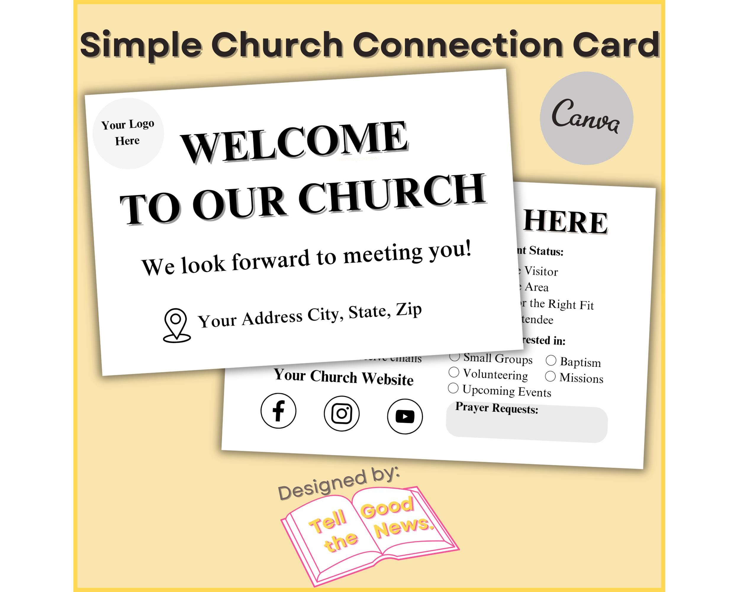 Simple Church Connection Card 6 in X 4 In. | Ministry Information ...