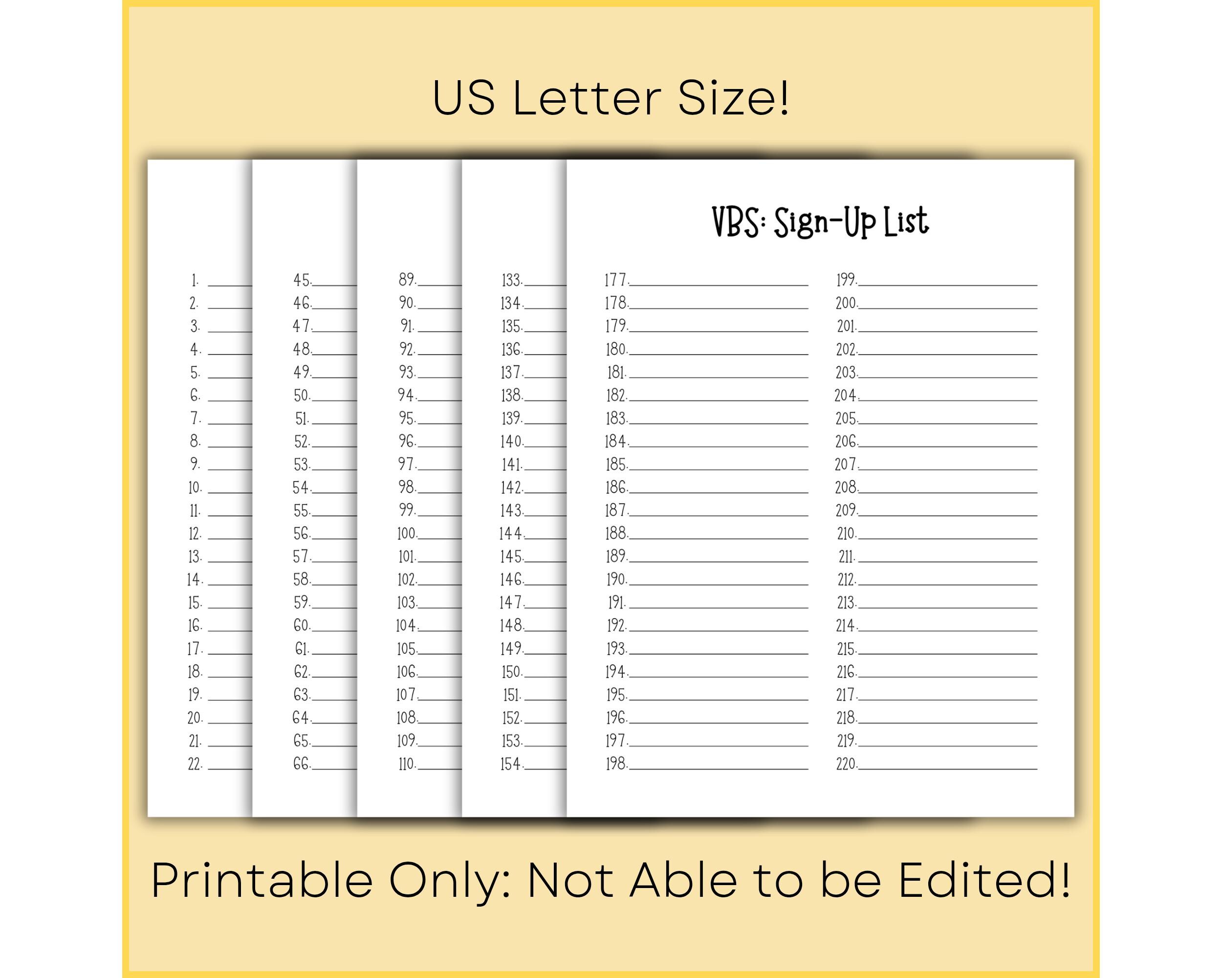 Vacation Bible School Forms Bundle of 10 | VBS Sign-up Registration ...