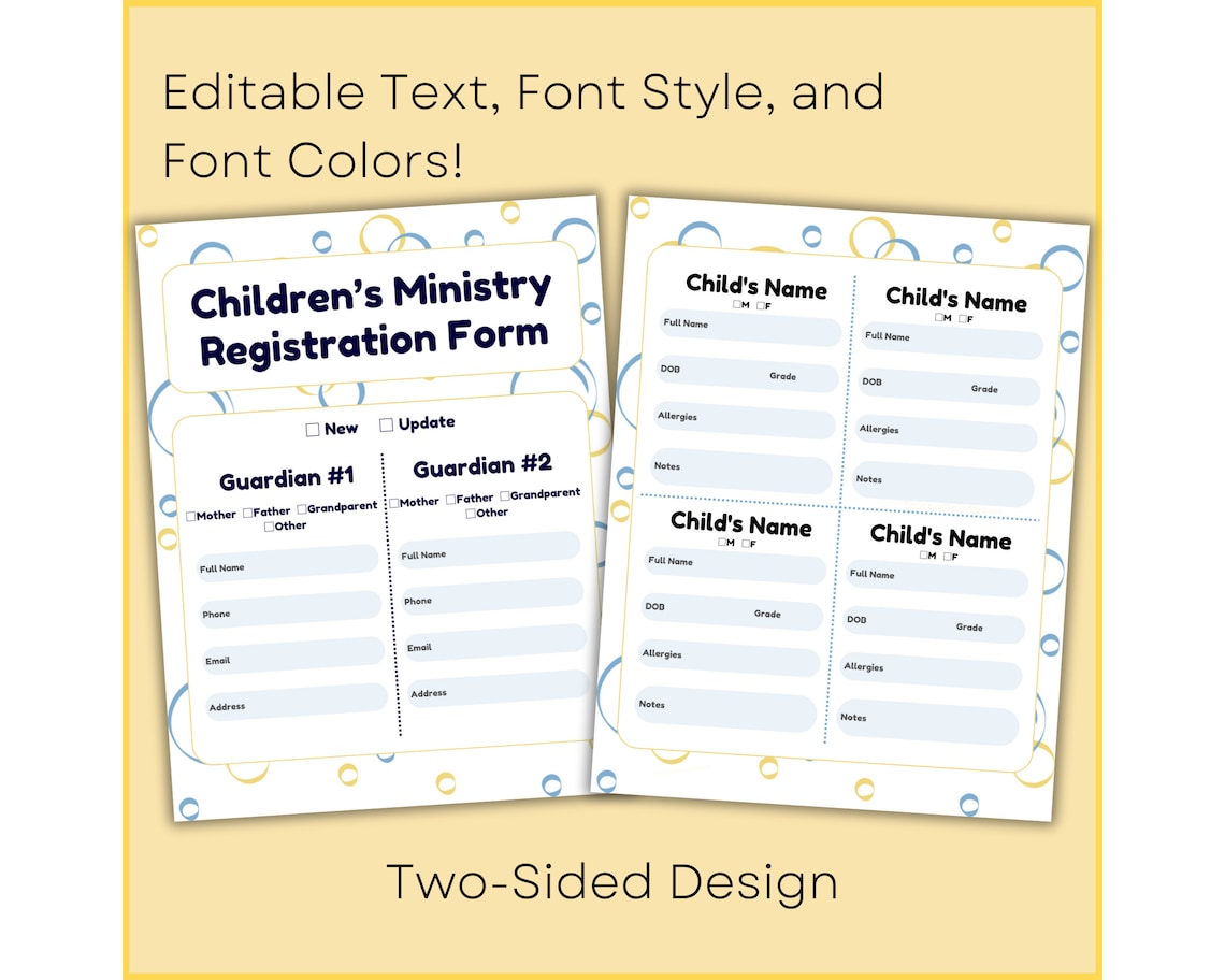 Children's Ministry Registration Form | Church Ministry Flyer | Kids ...