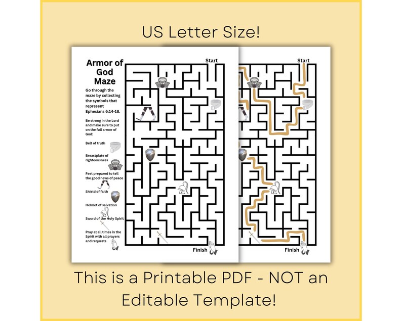 Armor of God Maze | Ephesians Bible Lesson Craft Puzzle | Kids Children ...