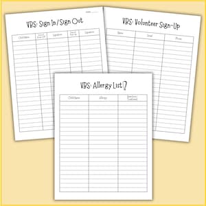 Vacation Bible School Forms Bundle of 10 | VBS Sign-up Registration ...