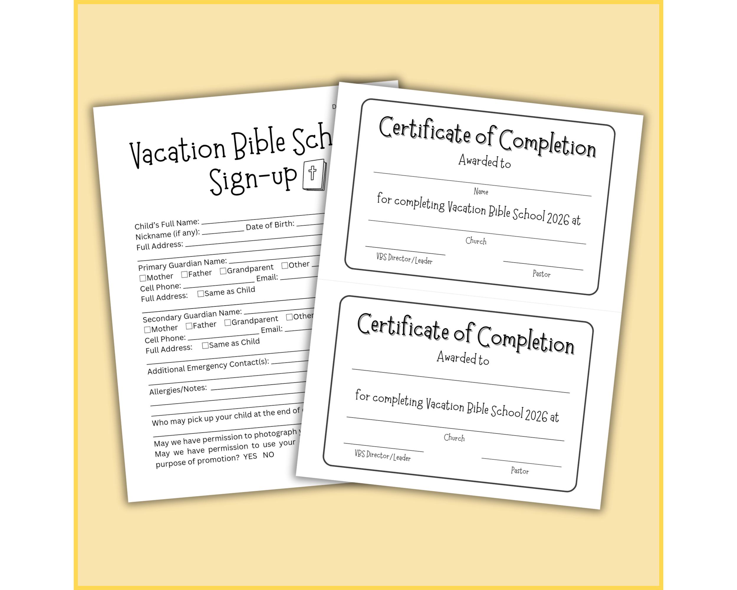 Vacation Bible School Forms Bundle of 10 | VBS Sign-up Registration ...