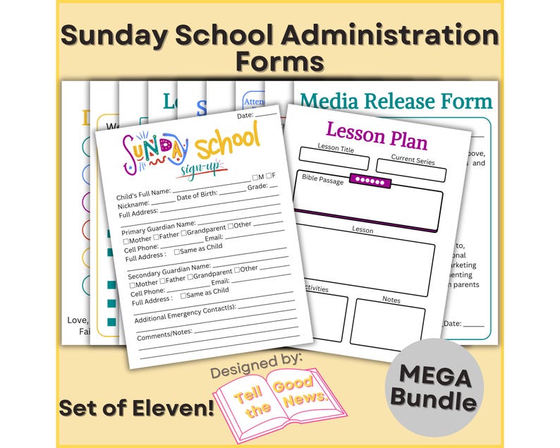 Sunday School Administration Forms MEGA Bundle for Church Ministry ...